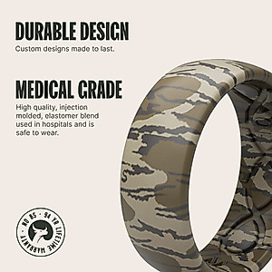 Groove Life Mossy Oak Bottomland Camo Silicone Ring - Breathable Rubber Wedding Rings for Men, Lifetime Coverage, Unique Design, Comfort Fit Ring - Size 10