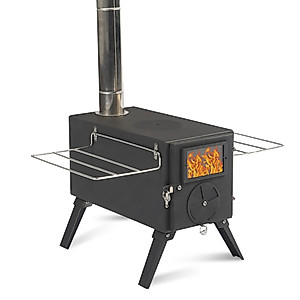 LYNSLIM Camping Stove for Tent, Portable Wood Burning Stove, Wood Stove with 7 Pipes, Hot Tent Stove for Outdoor Cooking Hiking