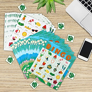 WATINC 41pcs Hawaiian Bingo Game, Tropical Summer Party Games with 24 Players, Hawaiian Bingo Cards for Kids School Classroom Party Supplies Activity, Luau Party Favors Gifts for Kids Toddlers