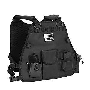 MANGEMA Heavy Duty Radio Harness Holder Tactial Chest Tool Pag Front Pounch Holster Pack MOLLE Vest Breathable 3D Mesh Liner Military Vest for Baofeng UV5R Motorola Kenwood Two Way Radio Walkie Talkie