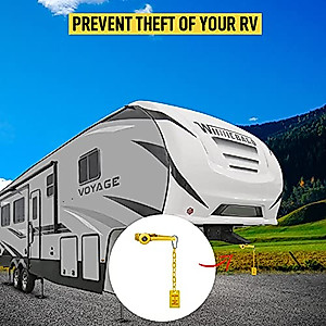 Heavy-Duty - King Pin Lock | Strong Tough Steel | Fifth Wheel Trailer Lock | Anti-Theft for RVs, Trailers, etc | with Bright Caution Tag Deterrent and Air Freshener
