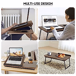 Laptop Desk for Bed, Bed Table for Laptop, Laptop Stand for Desk, Folding Laptop Lap Desk with 5 Adjustable Angles, Bed Tray with Cup Holder, TV Tray Table for Eating Reading Working on Bed Couch Sofa