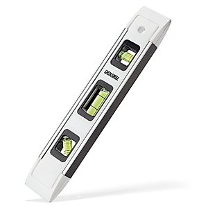 DOWELL Magnetic Torpedo Level Mini Bubble Level Box Spirit Level Alloy Frame 180/90/45 Degree 9-Inch (1, White)