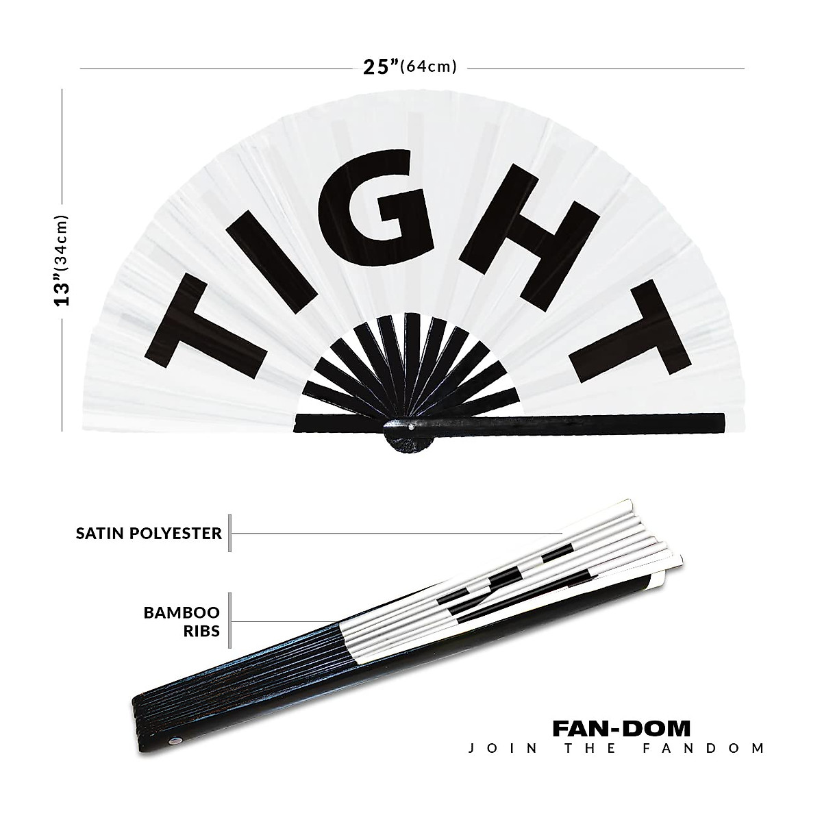 Tight hand fan foldable bamboo circuit hand fan funny gag slang words expressions statement gifts Festival accessories Rave handheld Circuit event fan Clack fans (White)