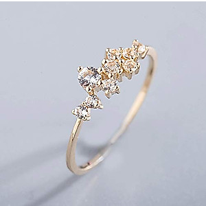 Simple 18k Gold plated Rings for Teen Girls White Studded Eternity Wedding Ring 925 Sterling Silver Plated Engagement Stackable Rings Women Fashion Jewelry Gift for her