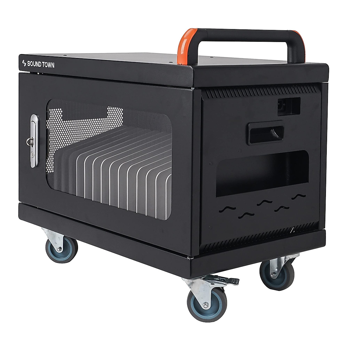 Sound Town Multi-Device Charging Cart with 16 USB Charging Ports and Casters, for iPads, Tablets, Wall Mountable (STCC-USB16US)