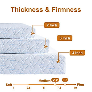 Maxzzz Mattress Topper Queen Size, 2 Inch Gel Memory Foam Mattress Topper with Cover Pressure Relief Soft Bed Topper, Non-Slip Design with Removable & Washable Cover, CertiPUR-US and Oeko-TEX