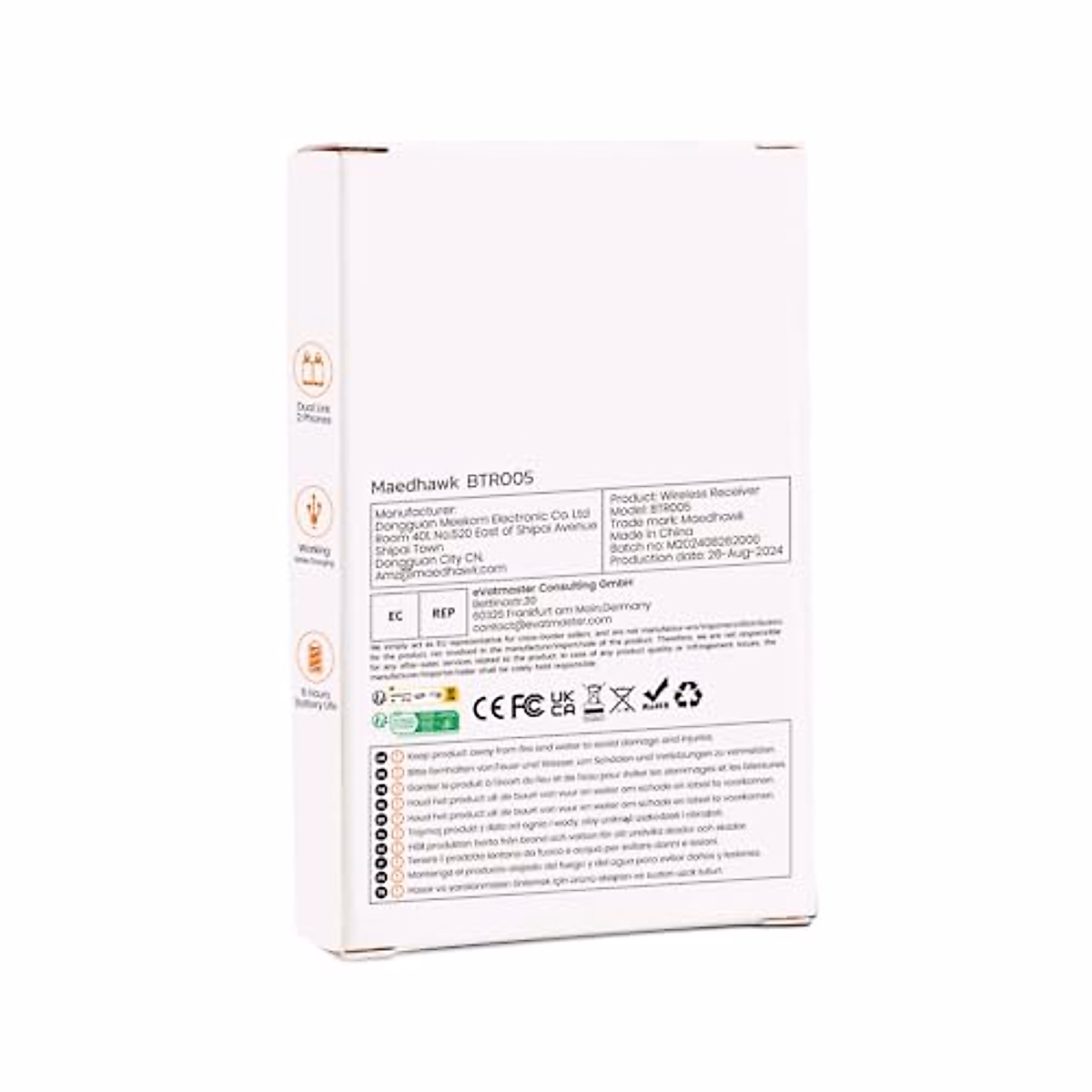 Bluetooth 5.0 Receiver, MaedHawk Bluetooth Aux Adapter Portable Wireless Audio Car Kit with 3.5mm Jack for Home Music Streaming Stereo Headphones Speakers