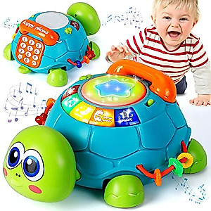 MAGIBX Educational Toys for 1 2 Year Old Boy Girl Gifts, Baby Toys 6 to 12 Months, Crawling Toys for Babies 6-12-18 Months Tummy Time, Light Up Musical Turtle Toys for 1 Year Old First Birthday Gifts