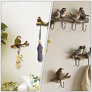 DOITOOL Bird Coat Wall Hook Cast Iron Birds On Branch Hanger Single Hook Cute Hook for Coats Hats Keys Towels Clothes