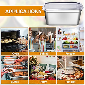 Suttmin 9 Pcs Stainless Steel Food Storage Containers with Lids 1/3 Size Hotel Pans Steam Table Pan Metal Meal Food Containers for Restaurant Stackable Kitchen Freezer Buffet, 2.5/4/6 Inch Deep