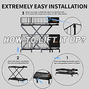 SweeTinytwo 2 Tier Under Sink Organizers and Storage, Kitchen Cabinet Pull Out Shelves with Height Adjustment (40CM Two Level Adjustment, White)