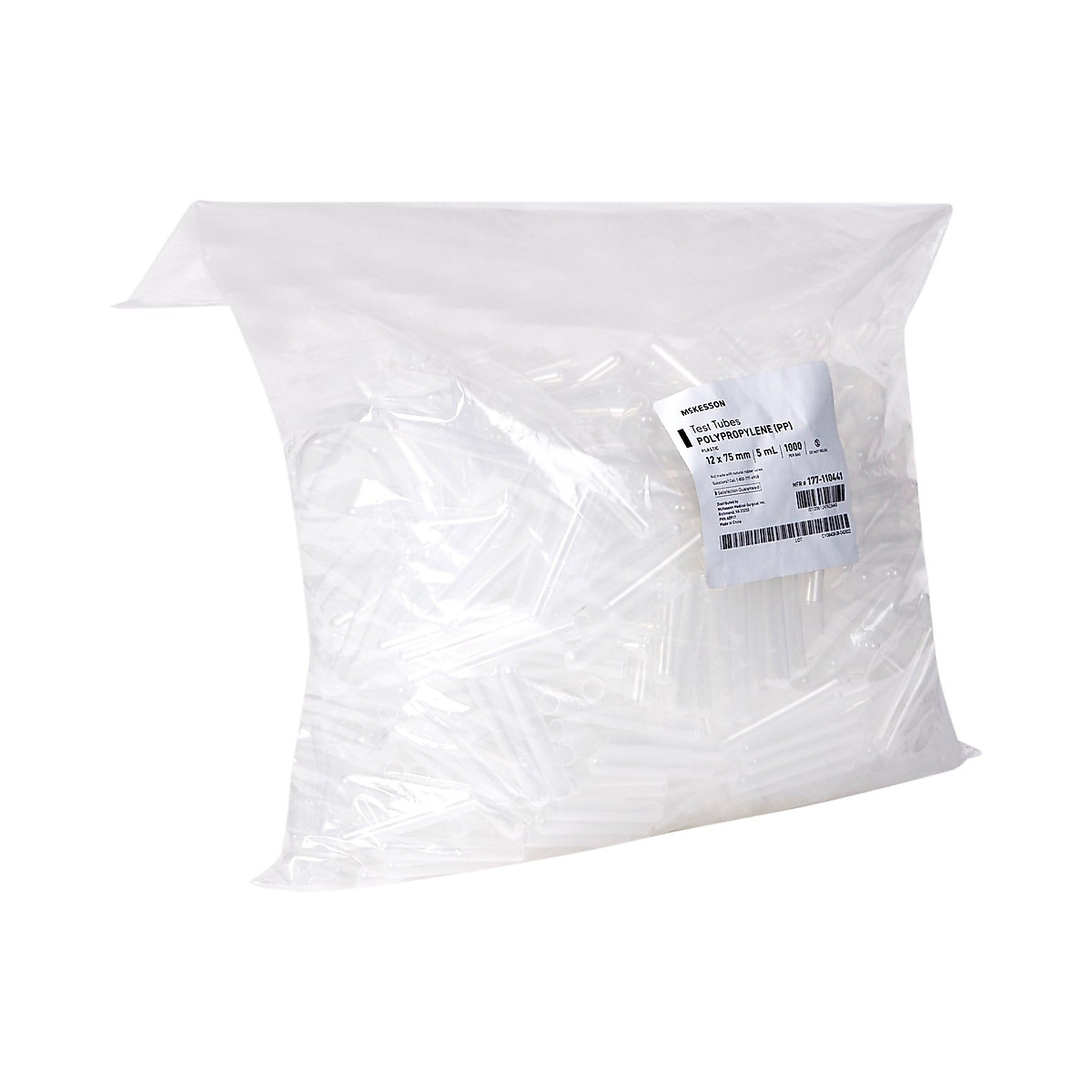 McKesson Plastic Test Tubes - Non-Graduated, Premium-Grade Polypropylene Clear Tubes, Freezeable, Durable Impact Strength - 5 mL, 1000 Count