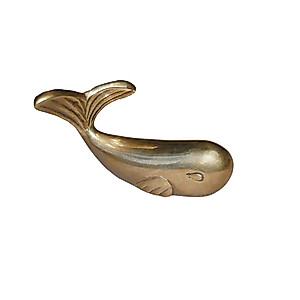 Schooner Bay Co. Antiqued Brass Whale Paper Weight, Antique Vintage Nautical Beach Decor