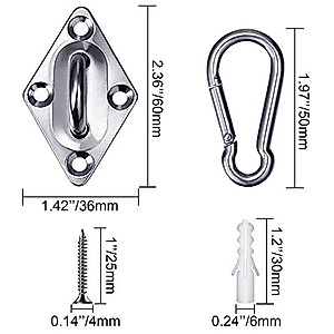 EXCELFU 80 Pieces Sun Shade Sail Hardware Kit 304 Anti-Rust Stainless Steel Rectangle and Square Sun Shade Sails Installation for Outdoor Shade Sail