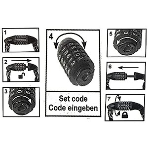 Bicycle Lock, Mountain Bike Anti-Theft Chain, Combination Lock, Suitable for Bicycles, Motorcycles and Electric Vehicles(Color:Black)