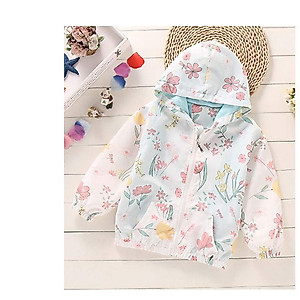 Feidoog Kids Baby Toddler Girls Cartoon Spring Fall Outerwear Windbreaker Zipper Hooded Jackets Coat,White,1-2T