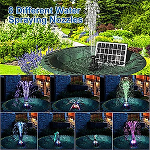 GAIZERL Solar Fountain with 2000 Battery - Work On Cloudy Days - 2023 Upgrade 3.5W Glass Panel Solar Powered Bird Bath Water Pump with Stakes, 16.4ft Cable, Colorful LED Lights, 7 Nozzles for Garden