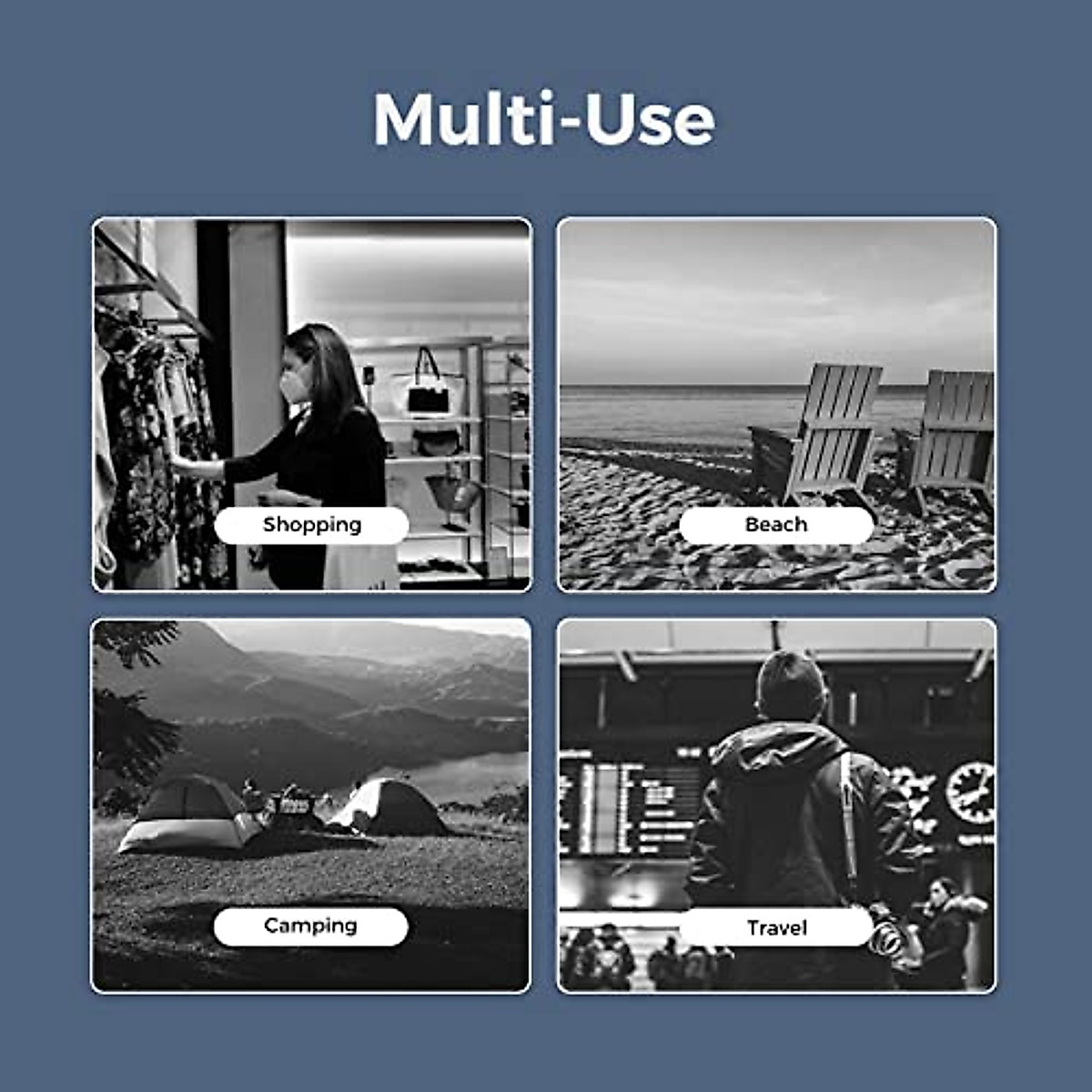 pack all 16L Lightweight Packable Tote Bag, Water Resistant Foldable Grocery Bag, Reusable Shopping Bag (Black)