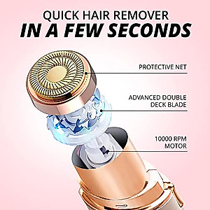 Profeir Facial Hair Removal for Women: Rechargeable Hair Removal Device - Painless Face Shaver for Women Upper Lip Chin (Rose Gold)