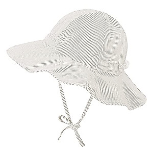 Zando Baby Girl Sun Hat Infant Wide Brim Hats Baby Boy Beach Hat UPF 50+ Toddler Caps for Boys Girls Baby Bucket Hat Beige 0-6 Months
