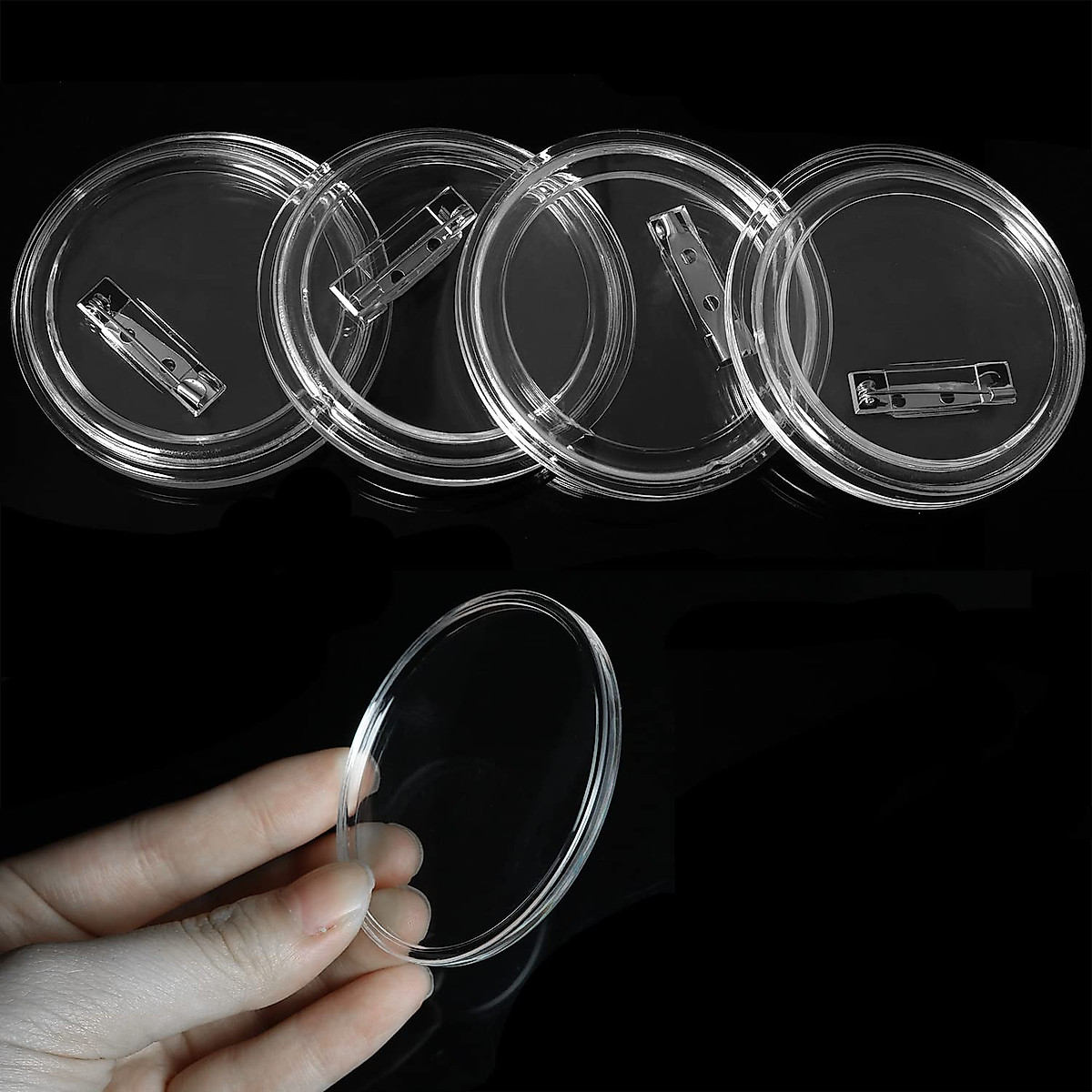 Acrylic Button Pin Badge LUORNG 8 Sets 58mm / 2.28 inch Clear Round Pin Blank Buttons Badges Kit for DIY Crafts and Craft Activities, Acrylic Button Badges