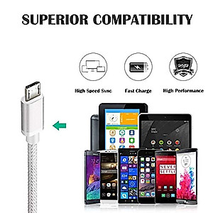 Android Charger Micro USB Cable 2Pack 6FT Fast Charging Cord for Samsung Galaxy S6/S7 Edge, J3/J7 Star Prime Crown, Note 4/5, LG G4 K40 K30 K20 Stylo 3, Moto, Xbox, PS4, Kindle Fire Tablets and Phones