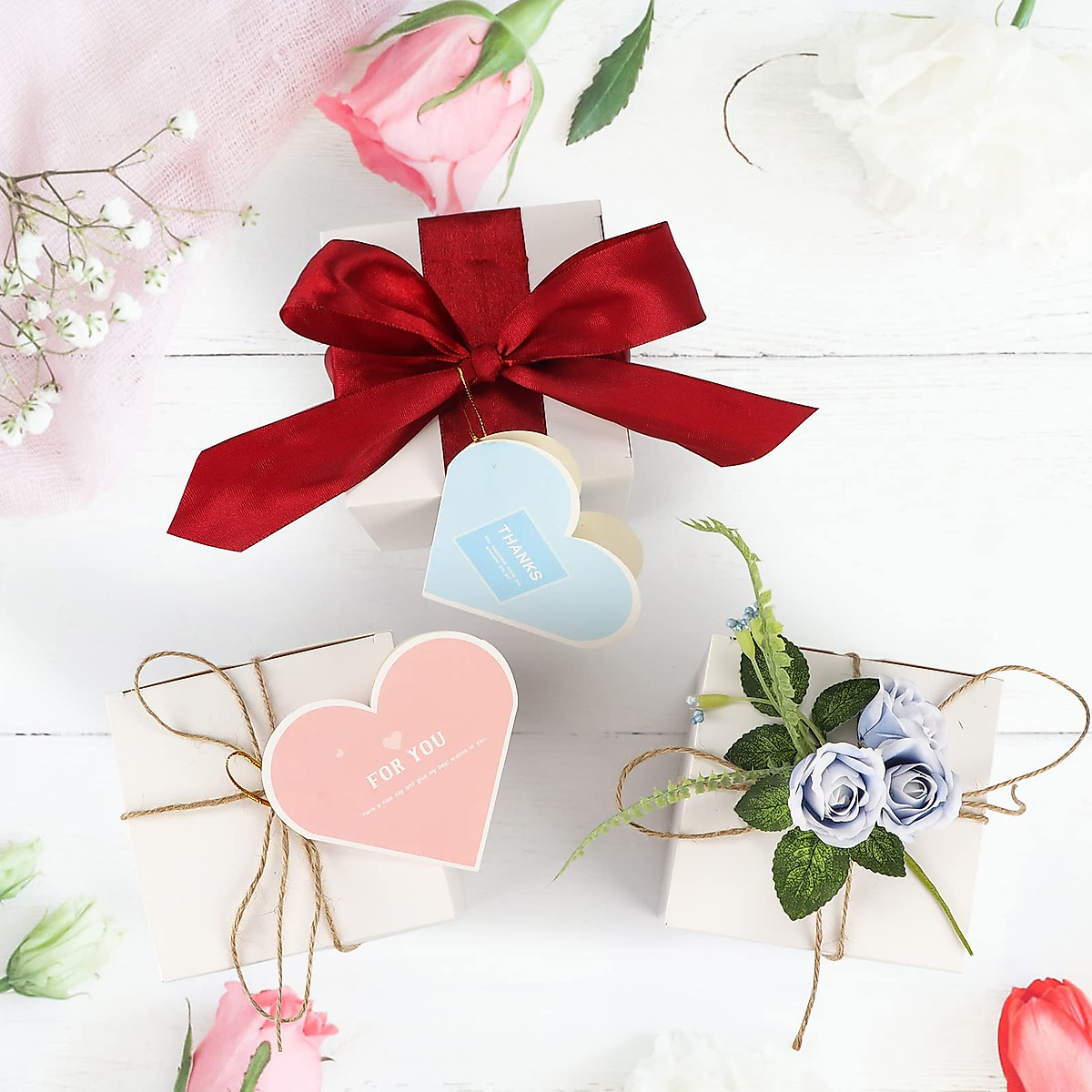 PETAFLOP 100 Pack Gift Boxes 4x4x4 with Lids, White Small Gift box for Presents, Cupcake, Candy, Kraft Paper Boxes for Party Favor, Bridesmaid, Wedding, Christmas