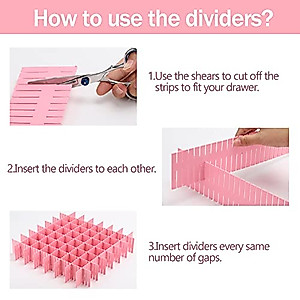 acDesign 40Pcs Grid Drawer Dividers, Adjustable Drawer Organizer for Socks, Underwear, Lingerie, Makeup, Bedroom Office Kitchen Storage (Pink)