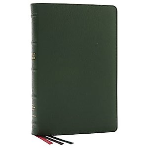 NKJV, Thinline Reference Bible, Large Print, Premium Goatskin Leather, Green, Premier Collection, Red Letter, Comfort Print: Holy Bible, New King James Version