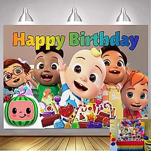 Cartoon Family Photography Backdrop Cartoon Cute Boy Girl Smiley Newborn Baby Shower Photo Props Background Family Theme Birthday Party Supplies Banner Decorations Wall Poster (5x3ft)