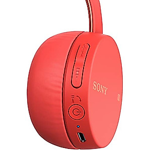 Sony WH-CH400 Wireless Headset/Headphones with mic for phone call, Red