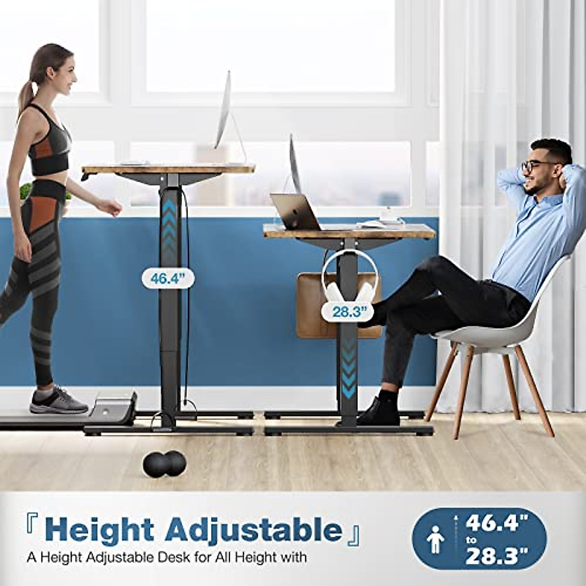 Standing Desk, Electric Height Adjustable Table with Memory Preset, Ergonomic Computer Workstation with T-Shaped Bracket Suitable for Home Office, 40 x 24 Inches, Rustic Brown