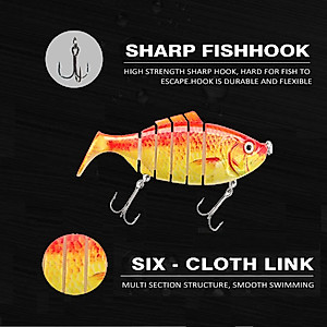 New Fishing Lures for Bass Salmon Trout, Multi Jointed Swimbait Slow Sinking Bionic Swimming Lures Bass Freshwater&Saltwater Lifelike Bass Lures Fishing Tackle,Fishing Gifts for Men (Color B+C+D+E)