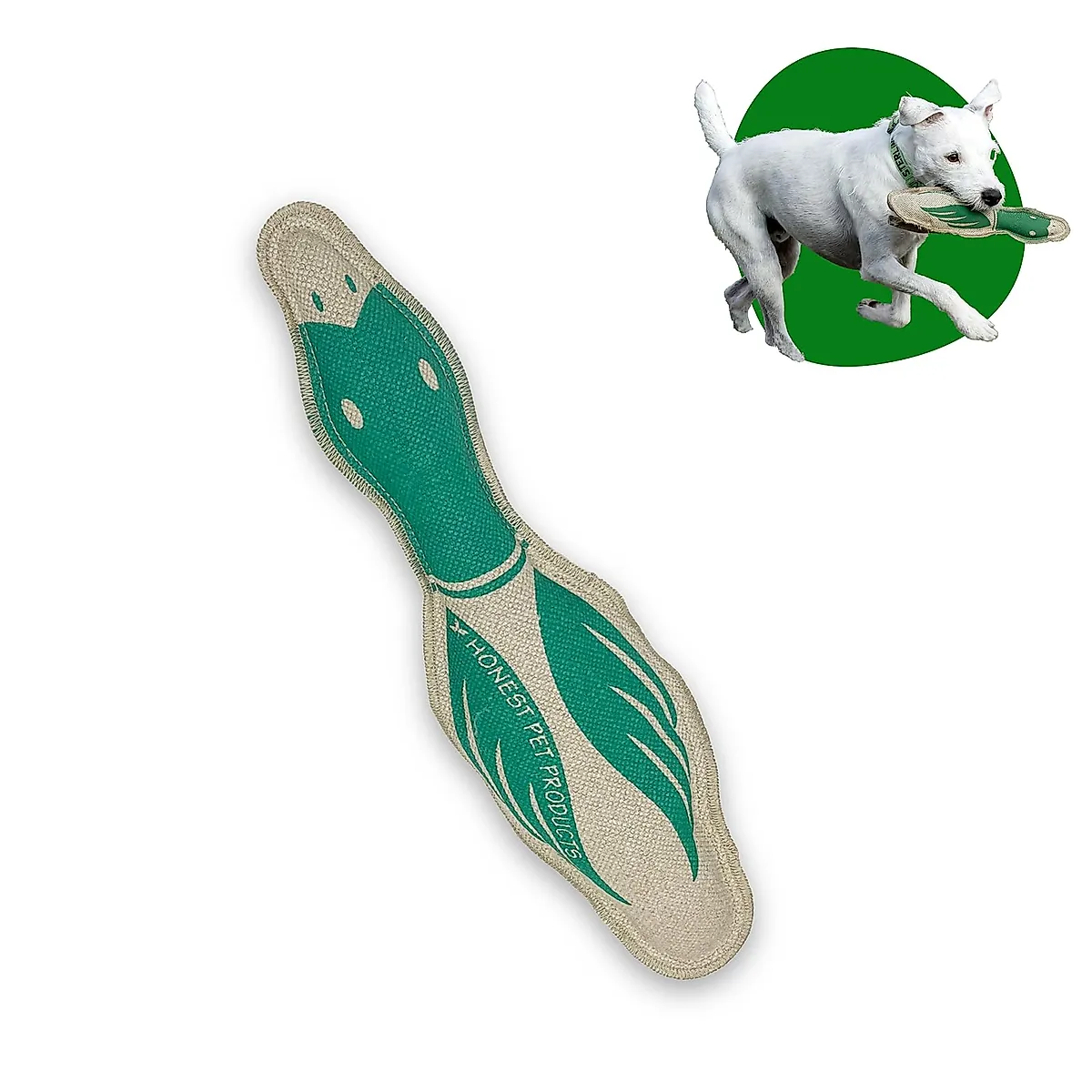 Honest Pet Eco-Quacker Duck Dog Toy - Durable, Floating, Squeaky Fetch Toy - 100% Natural Hemp Canvas & Wool, Lead-Free Ink - Large 23" x 6" x 2.5" Eco-Friendly Dog Toy