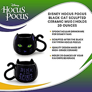 Disney Hocus Pocus Binx Black Cat Sculpted Ceramic Mug | Holds 20 Ounces