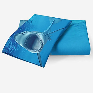 kebia 3D White Shark Duvet Cover Set Twin Bedding Sets for Kids Ultra Soft Microfiber 2 Piece Blue Cover Set with Pillowcase Decoration Room Home(Twin -Style 15)