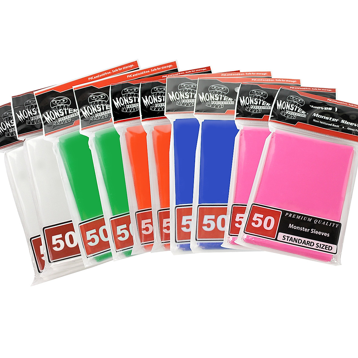 10 Pack Monster Gaming Sleeves (50ct per Pack- Value 500 Sleeve Set) - Standard Sized, Glossy - Fits Standard Sized Gaming Cards