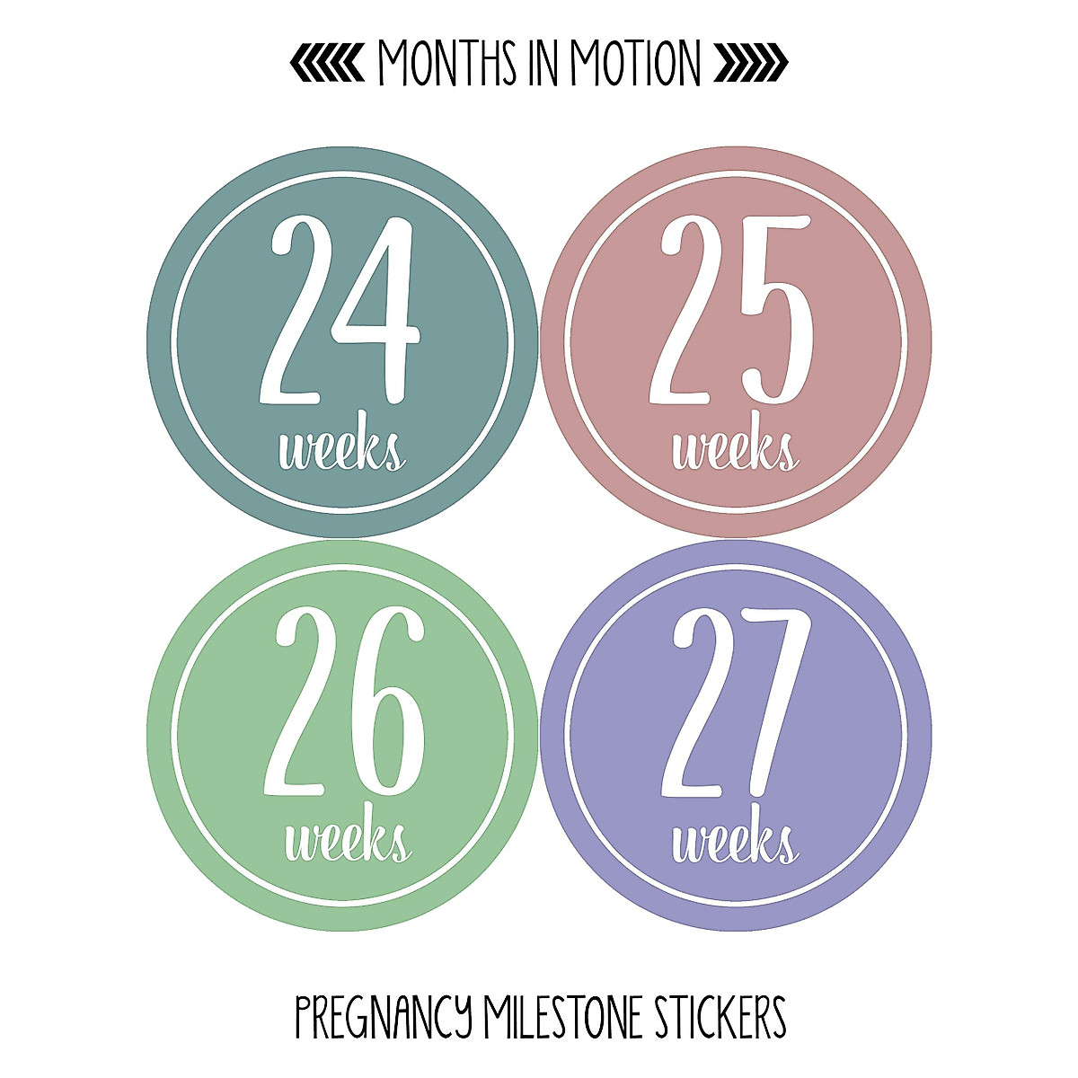 Months In Motion Pregnancy Weekly Belly Growth Stickers Pregnant Expecting Maternity Keepsake - Baby Bump - Large Set of 36 Weekly Photo Sticker
