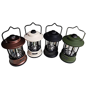 Goldengulf USB Rechargeable Super Bright Retro Campsite Lantern Outdoor Camping Hiking Fishing Tent Night Light Lamp Stepless Dimming 3 Modes Adjustable Waterproof (White)