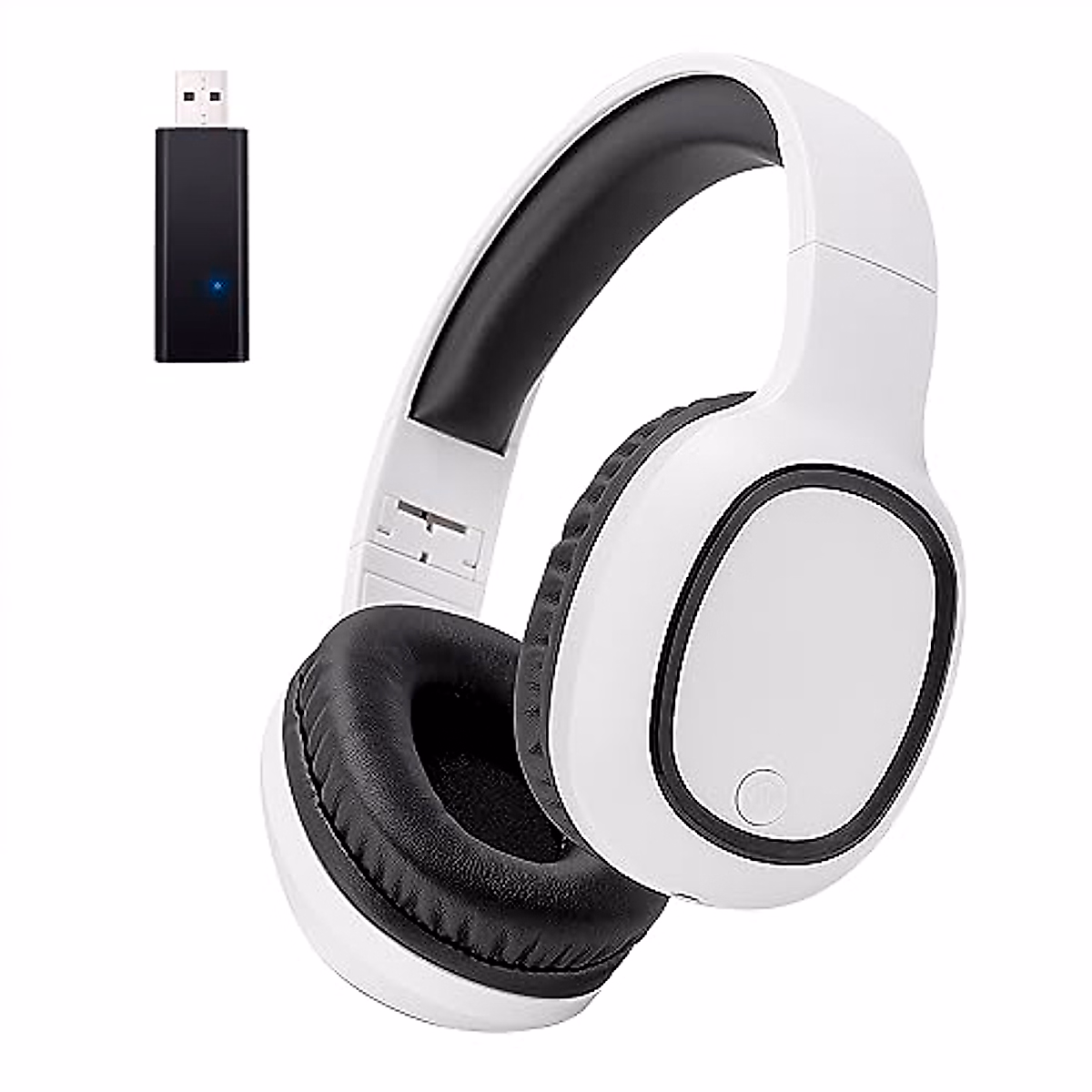 BAOBER Bluetooth Over-Ear Headphone for Cellphone, Wireless Headphone with USB Bluetooth Transmitter for TV,PC,3.5mm Audio Device, Lightweight Folable Headset with Deep Bass, Stereo Sound(White)