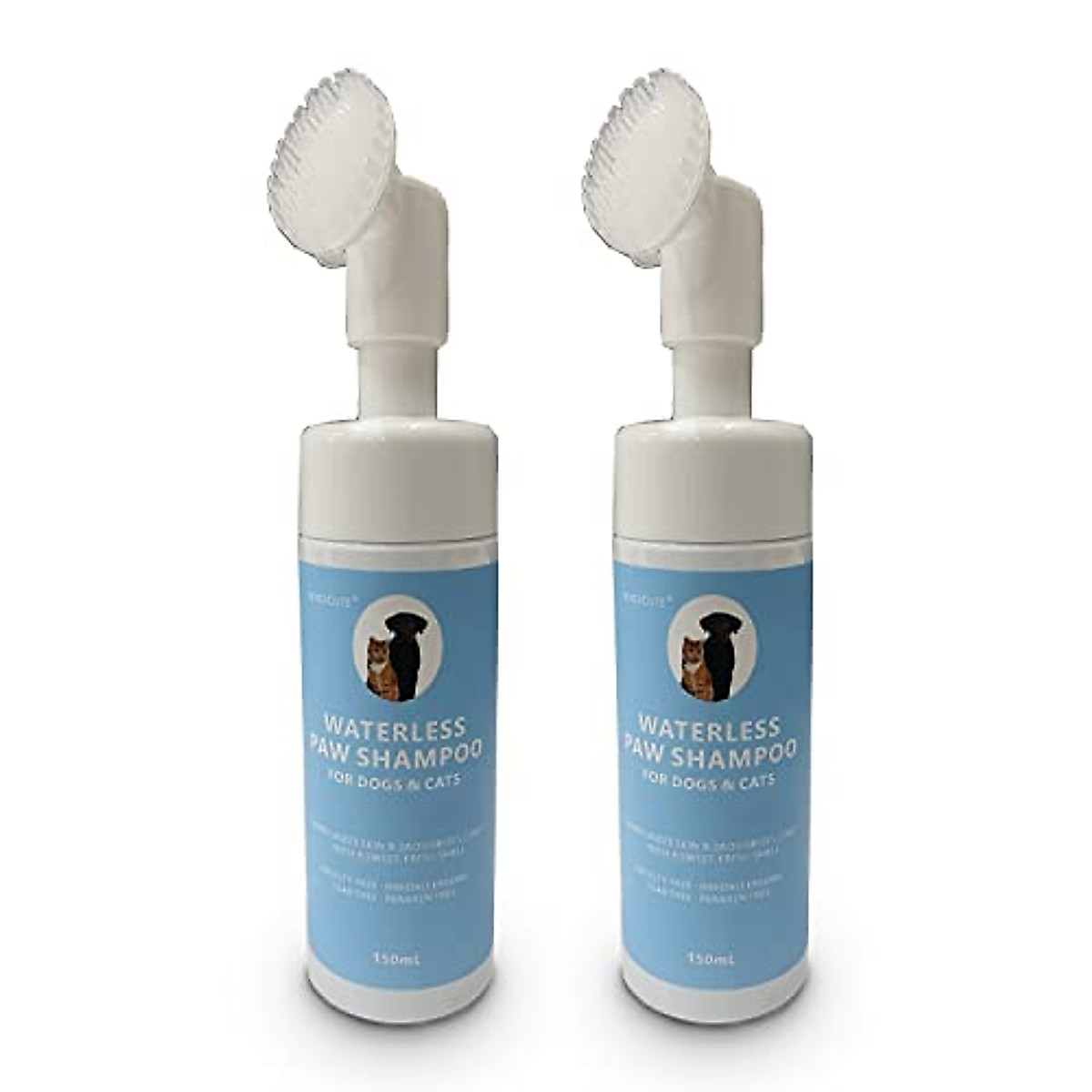 Dogscute 2 Pack Pet Paw Cleaner for Dogs & Cats, Waterless Foam with Silicone Scrubber, Dogs Cats Feet Paw Cleaner