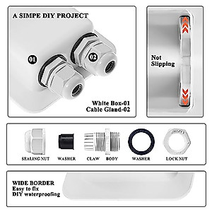 Link Solar Weatherproof ABS Solar Double Cable Entry Gland for All Cable Types 2mm² to 6mm² for Solar Project on Rv, Campervan, Boat