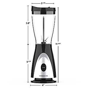 OVENTE Portable Personal Blender for Shakes, Smoothie and Juice with Compact 13.5 Oz BPA Free Travel Cup and Lid, Durable Stainless Steel Blades for Powerful Blending Performance, Black BLH1001B