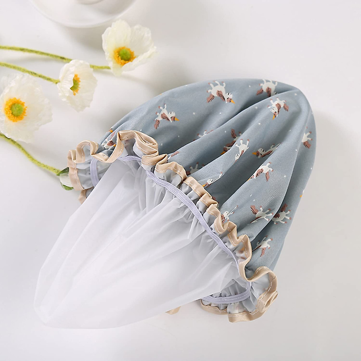 Jayutson 3 Packs shower cap for women,Reusable Women's Waterproof Shower Cap, 10.6" (about 27cm) Double Layer Waterproof Women's Shower Caps, Washable Ladies and Girls Shower Cap, Double Layer Waterproof Shower Cap, Men's Ladies Shower Caps (Navy blue + Y