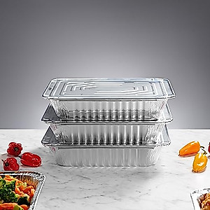 Aluminum Pans With Lids (25 Pack) - 9x13 Heavy Duty Half Size Deep Foil Pans With Covers -25 Foil Pans & 25 Foil Lids- Disposable Baking Pans Great For Cooking, Storing, Preparing Food 100% BPA Free.