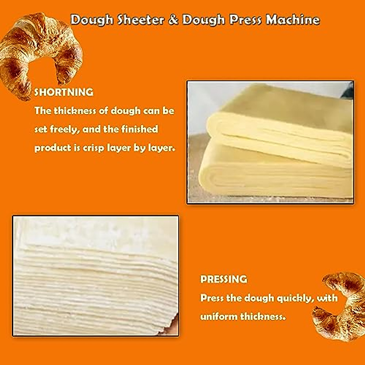 INTSUPERMAI Dough Sheeter Reversible Commercial Dough Roller Machine 70.9"×19.7" Belt Fondant Sheeter Flattener Pastry Pizza Noodle Press Machine Two-way Rollers 110V