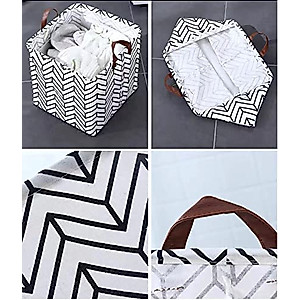 ESSME 3PACK Square Storage Bin,Cotton Fabric Laundry Baskets,Collapsible Waterproof Toy Storage Bin with Handles for Family Storage,Shelf Baskets,Bedroom(3pack Geometry)