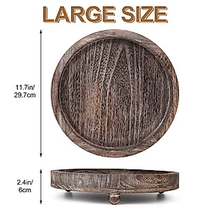 YangbagaRound Wood Tray Riser For Display, Wooden Farmhouse Pedestal Stand for Decor & Display,Perfect Display Tray for Home and Kitchen Decor 11.7in