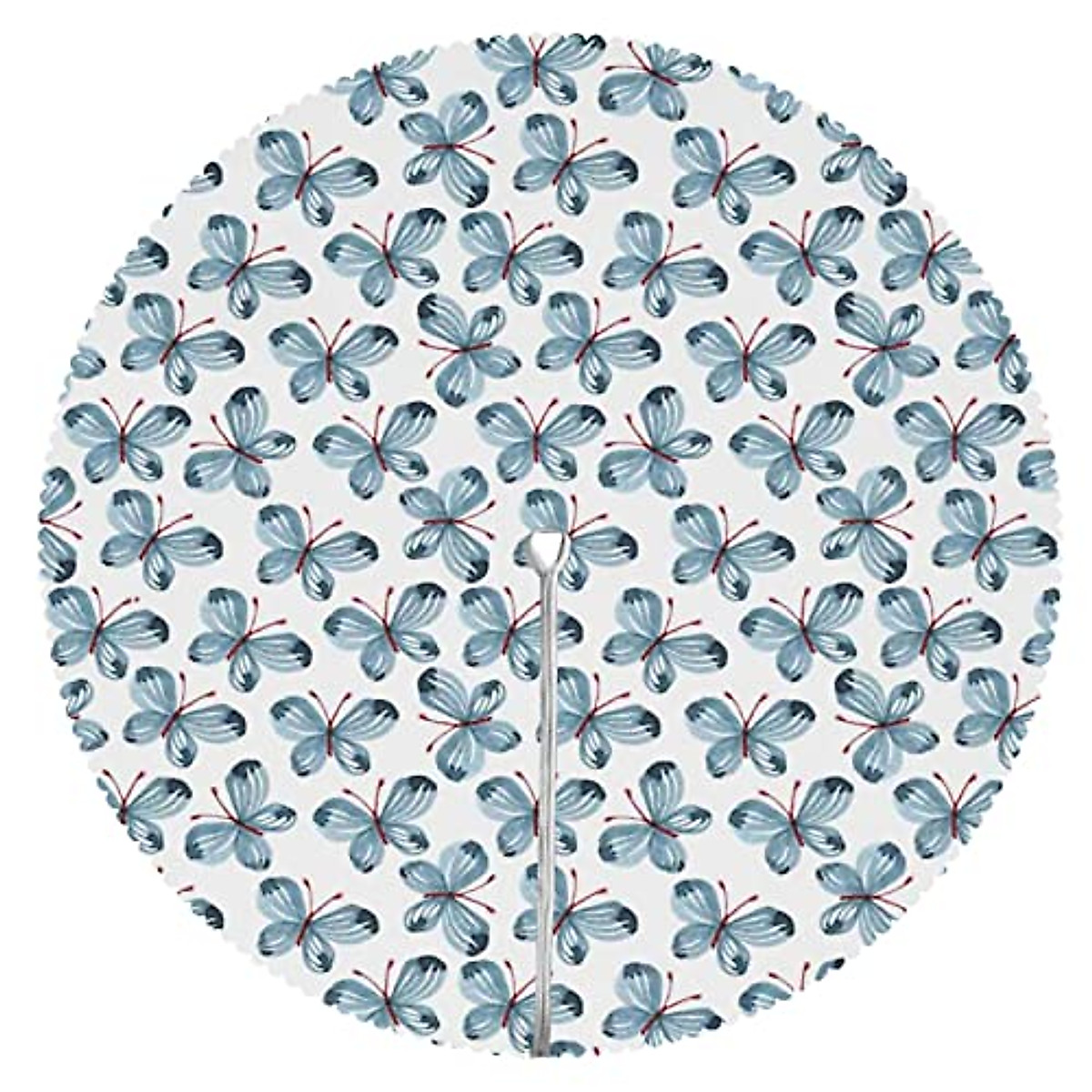 Lirduipu Butterfly Pattern Round Outdoor Tablecloth,Round Tablecloth with Umbrella Hole and Zipper for Patio Garden,Waterproof Spill-Proof,for Outdoor Table with Umbrella(52" Round,Blue Red)